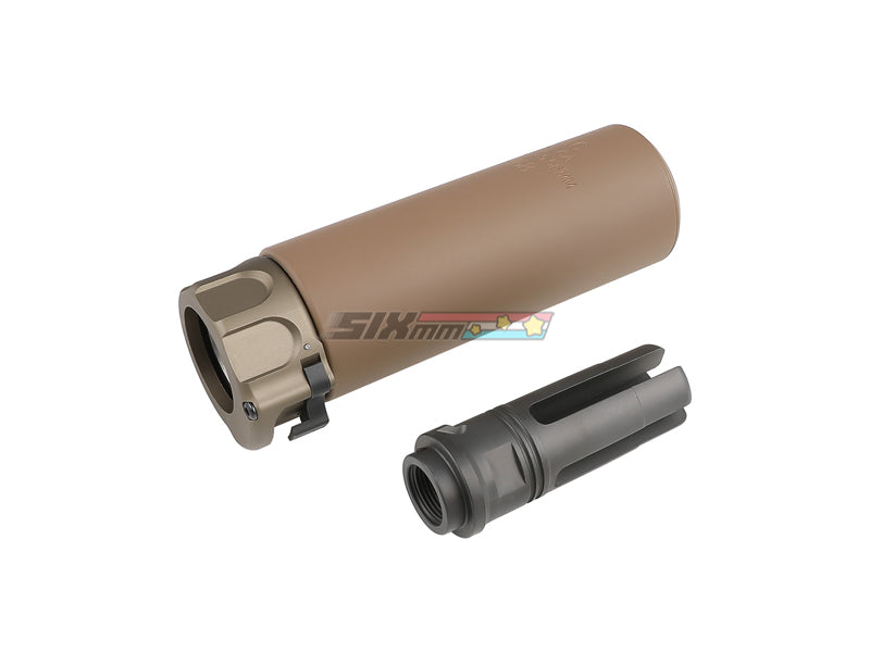 [Airsoft Artisan] SF STYLE 5 inch silencer + 4 Prong Flash Hider[DE ...