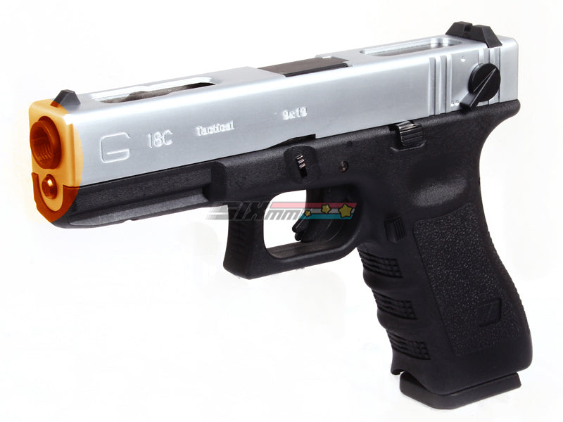 [WE-Tech] Full Metal Side Model 18C Fully/Semi Auto GBB Pistol Silver ...